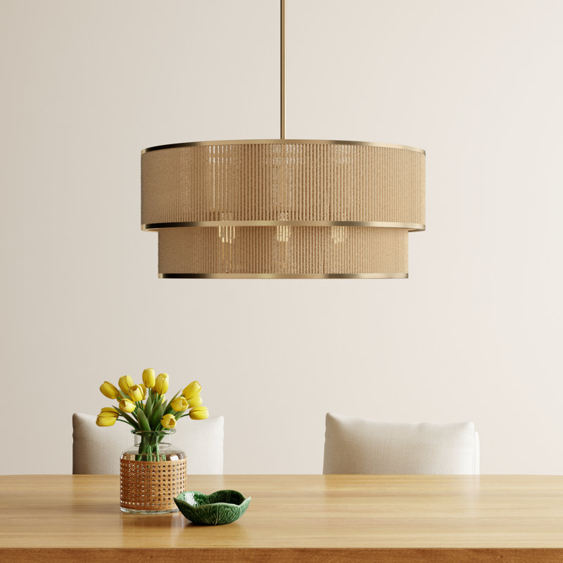 Birch Lane™ Han 6-Light Pendant In Warm Brass And Rope & Reviews | Wayfair